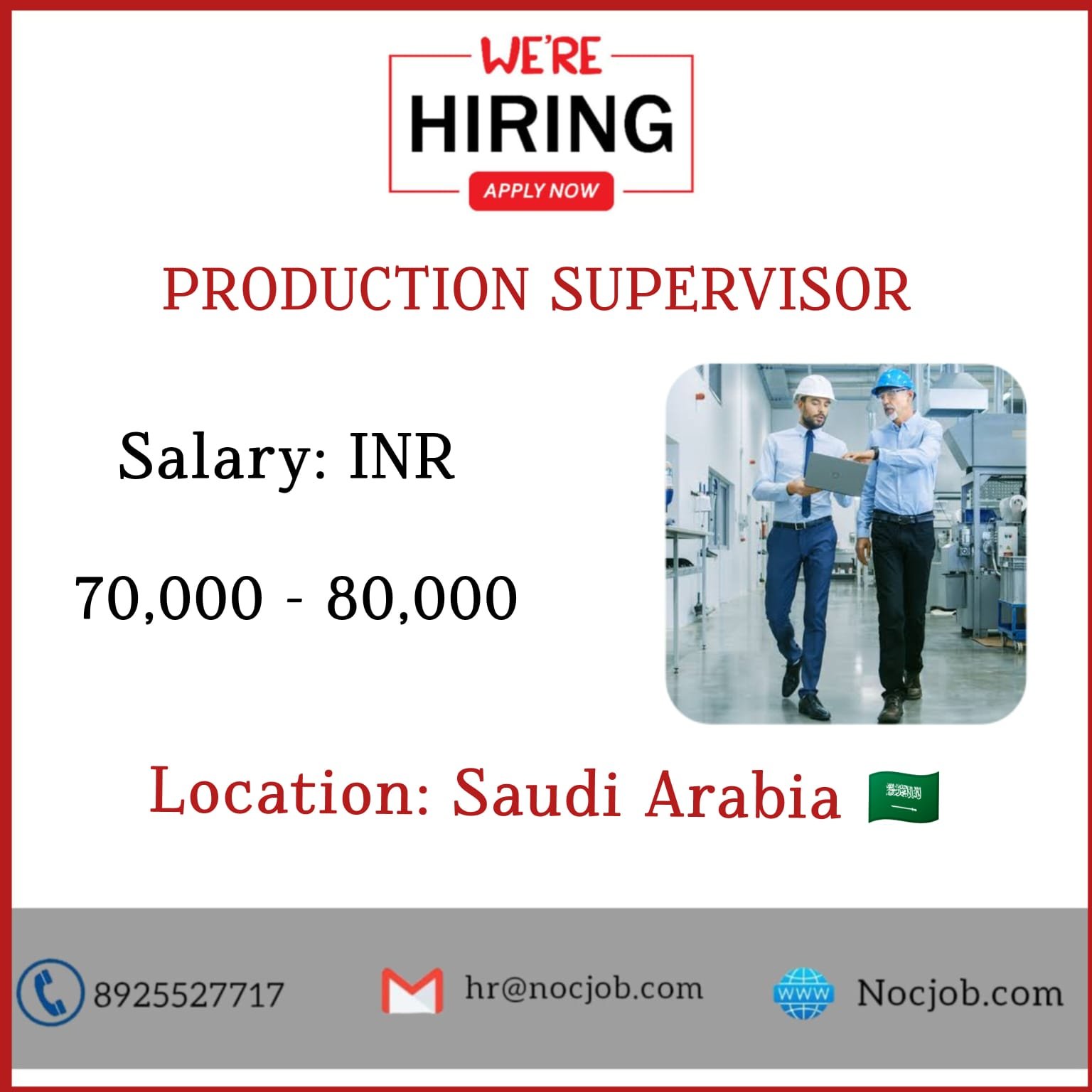PRODUCTION SUPERVISOR - National & Overseas Consultancy