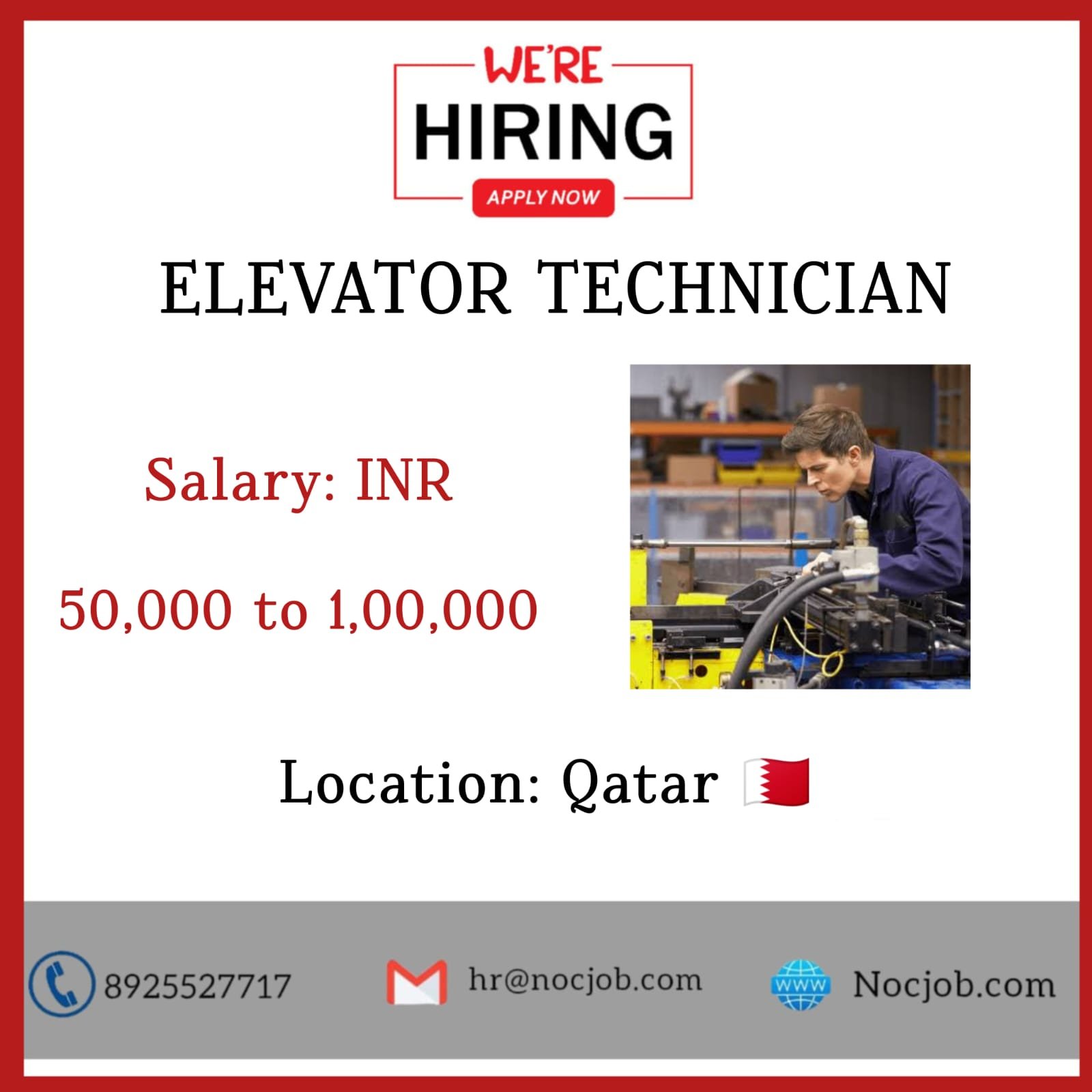 ELEVATOR TECHNICIAN - National & Overseas Consultancy
