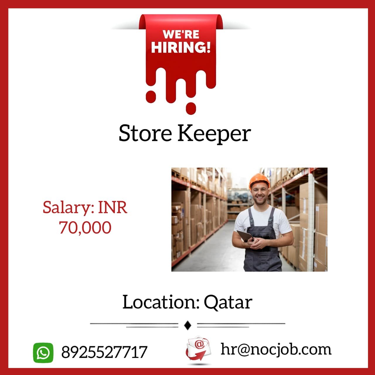 STOREKEEPER - National & Overseas Consultancy